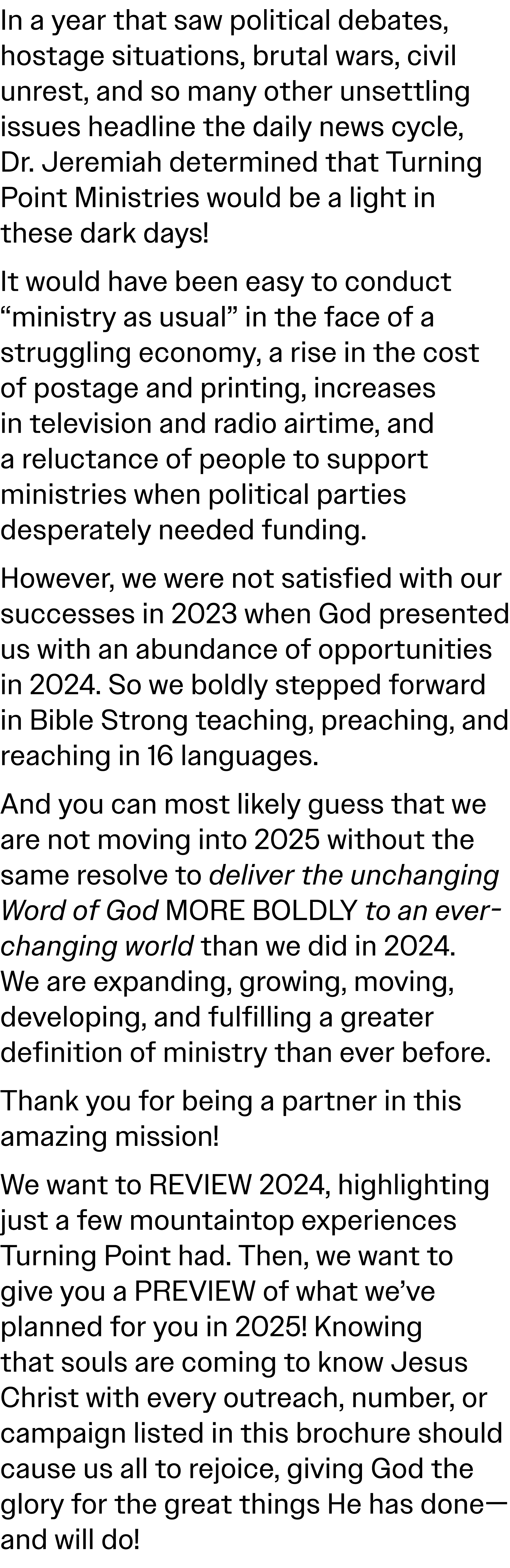 Turning Point Review & Preview Issue